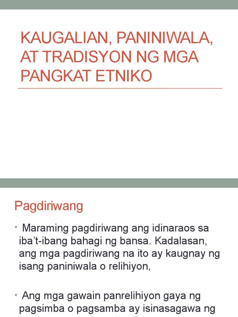 Kaugalian, Paniniwala, at Tradisyon NG Mga | PDF