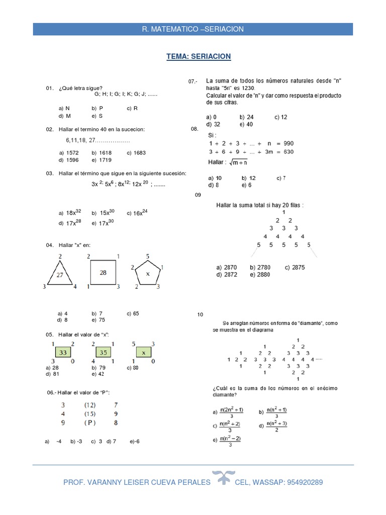 Sucesiones y Sumatorias - R.M | PDF