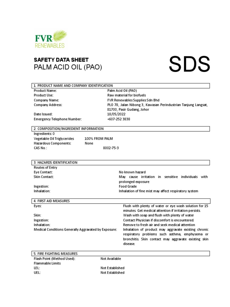 SDS Pao | PDF | Water | Hygiene