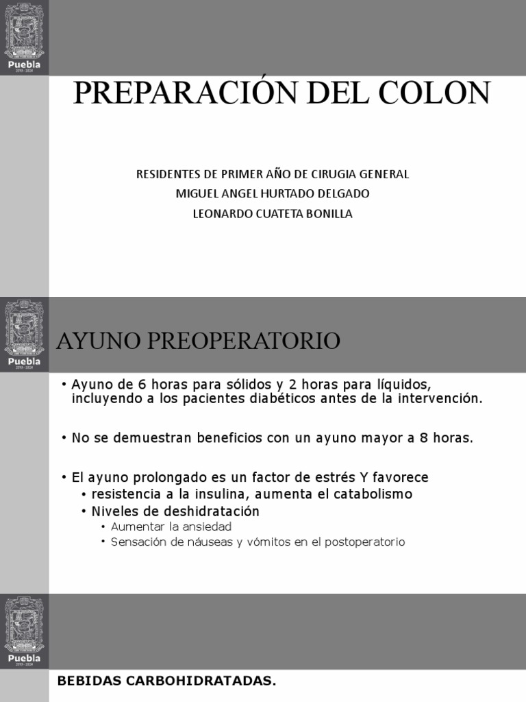 Preparación Intestinal para Cirugía de Colon | PDF | Anestesia | Cirugía