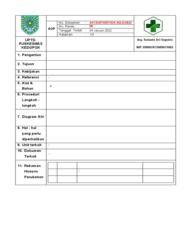 Format Sop Fix - 15 November 2022 | PDF
