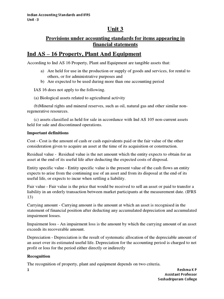 Ind As & Ifrs Unit 3 | PDF | Fair Value | Fixed Asset