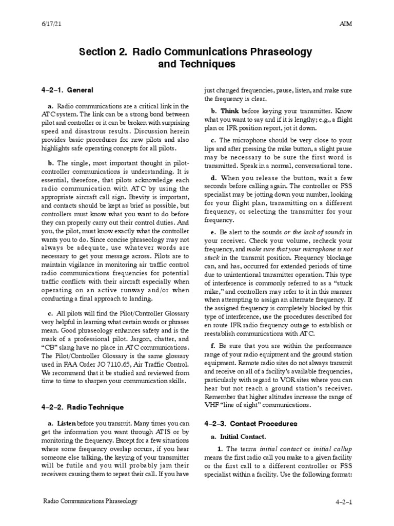ATC Radio Communications Guide | PDF | Air Traffic Control | Aeronautics