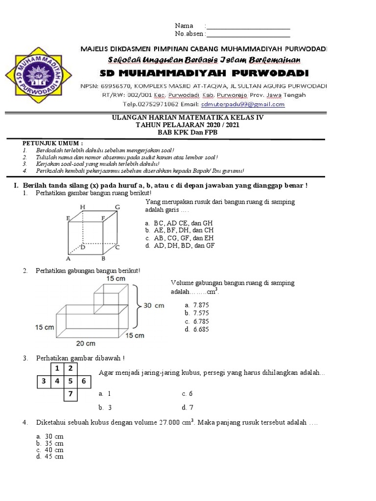 Ulangan Kelas 4 KPK FPB | PDF