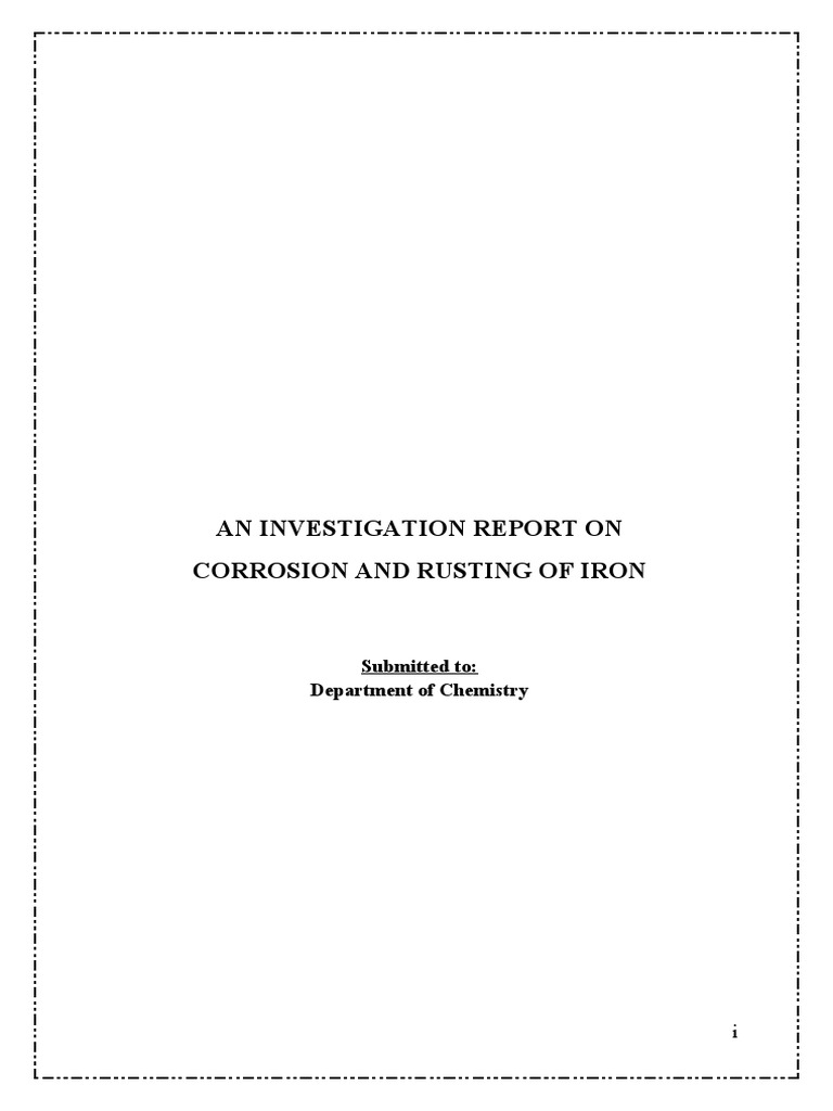 AN INVESTIGATIVE REPORT ON CORROSION AND RUSTING OF IRON | PDF