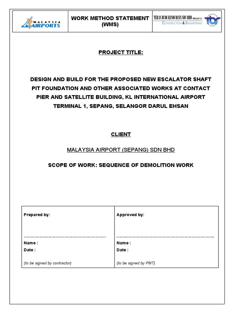 Demolition Method Statement for KLIA | PDF | Demolition | Crane (Machine)
