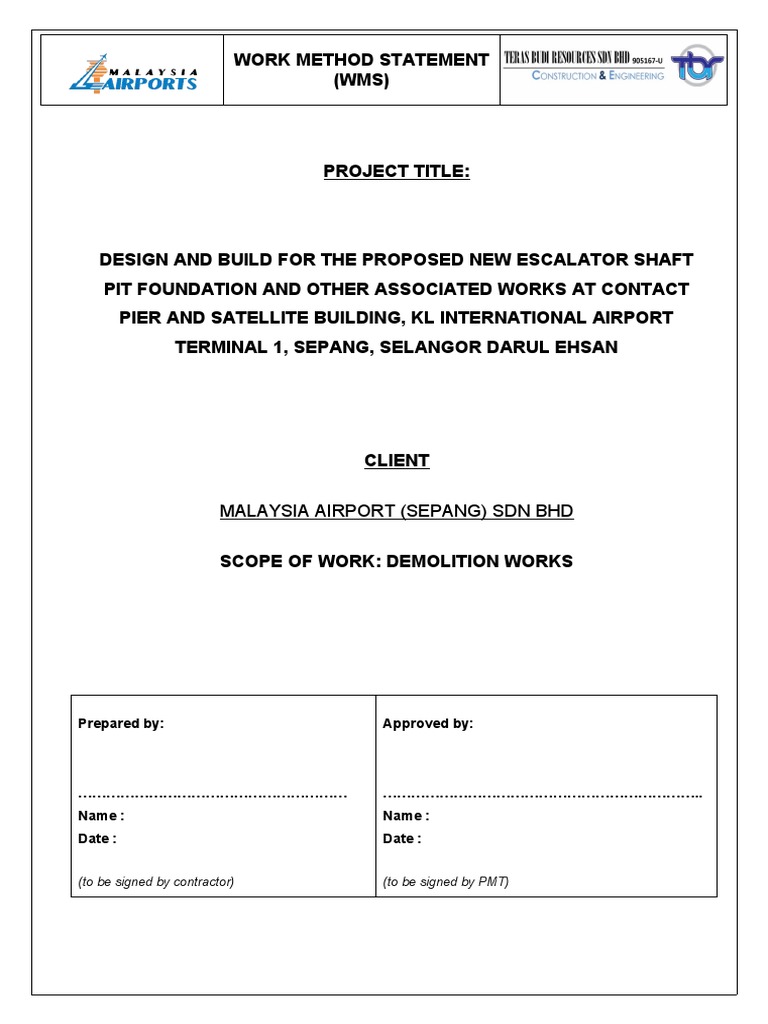 Demolition Method Statement for KLIA | PDF