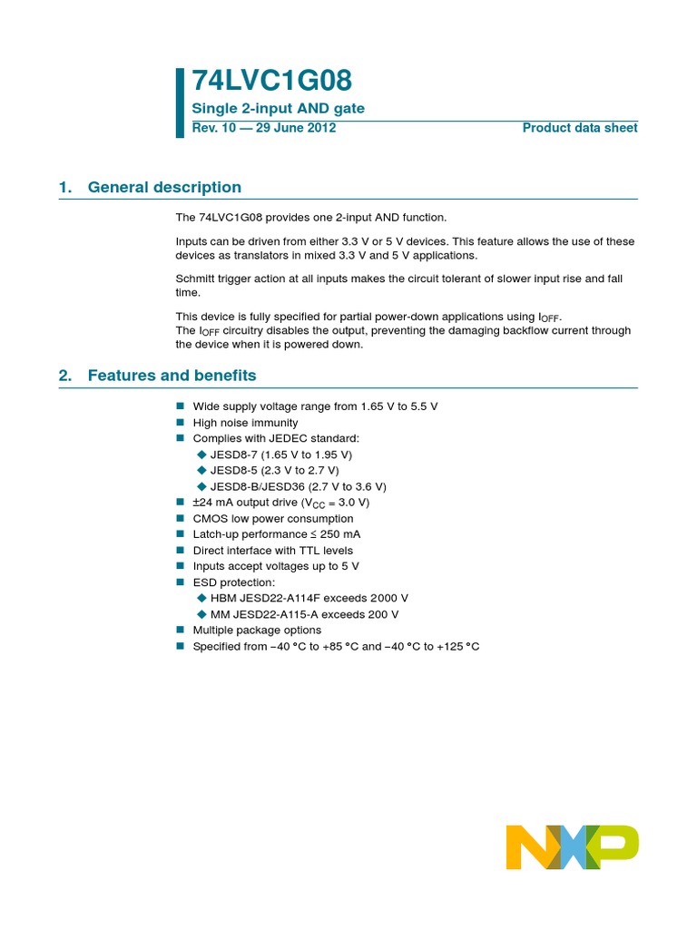 74lvc1g08 r10 NXP | PDF | Logic Gate | Electronic Engineering