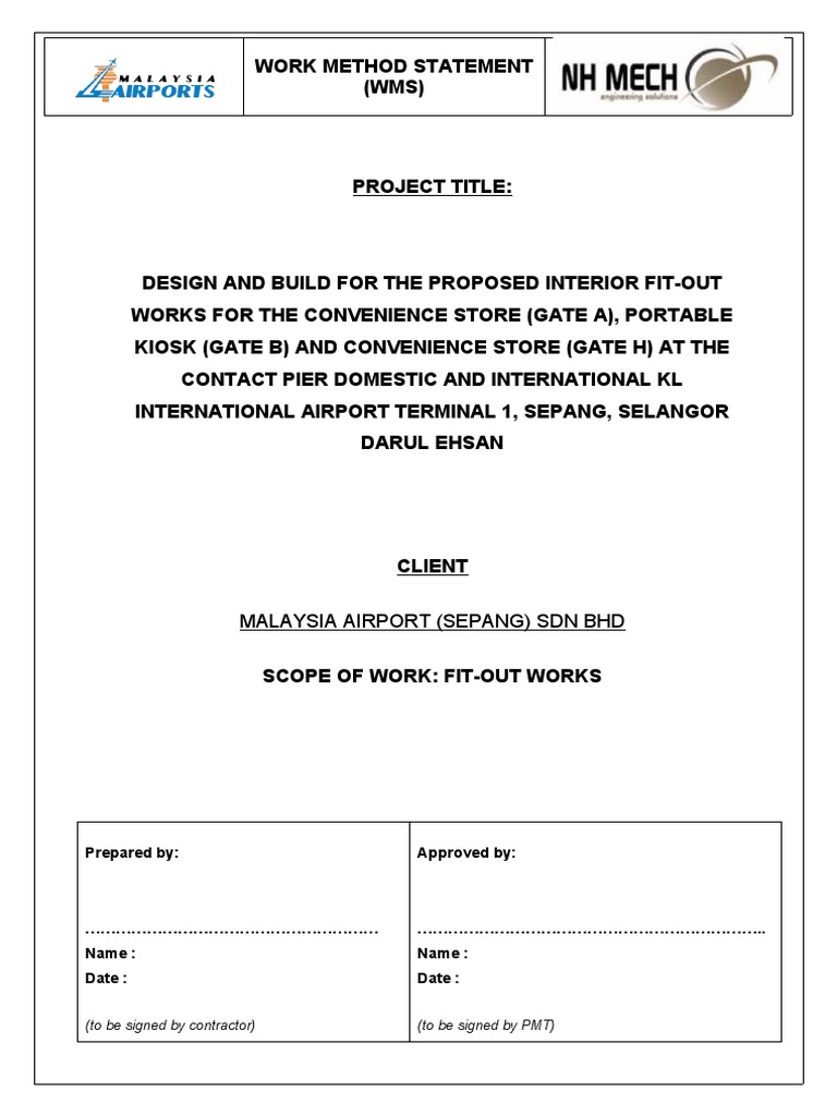 WORK METHOD STATEMENT-installation of Fittings | PDF