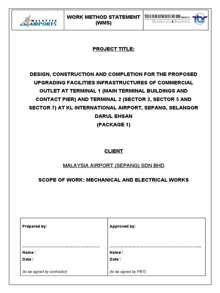 04 - WORK METHOD STATEMENT-Mechanical and Electrical Works | PDF | Duct ...