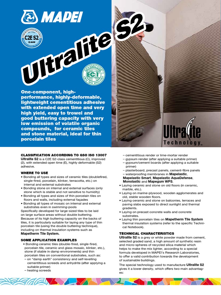 14a Tile Adhesive Ultralite S2 - MAPEI | PDF | Dangerous Goods | Toxicity