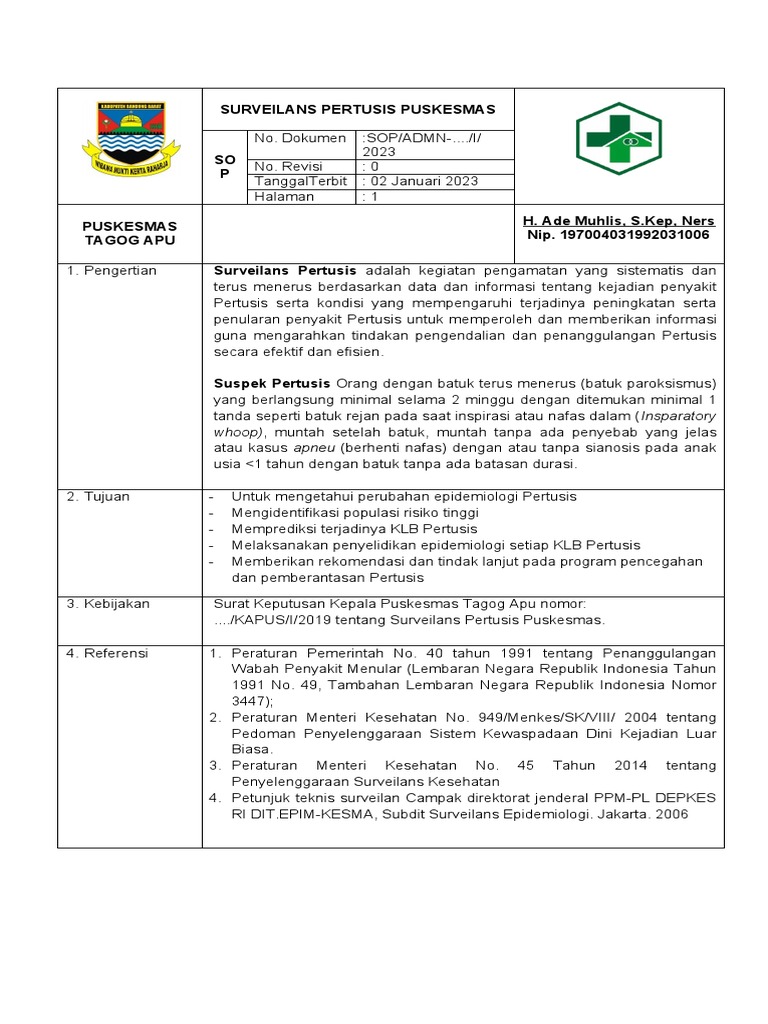 SOP Surveilan Pertusis | PDF