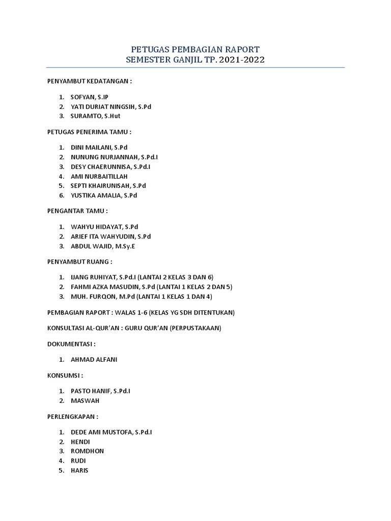 Proses Pembagian Raport Semester Ganjil | PDF | Sains & Matematika