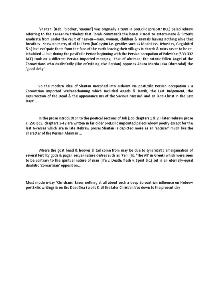 Evolution of Shaitan in Hebrew Texts | PDF
