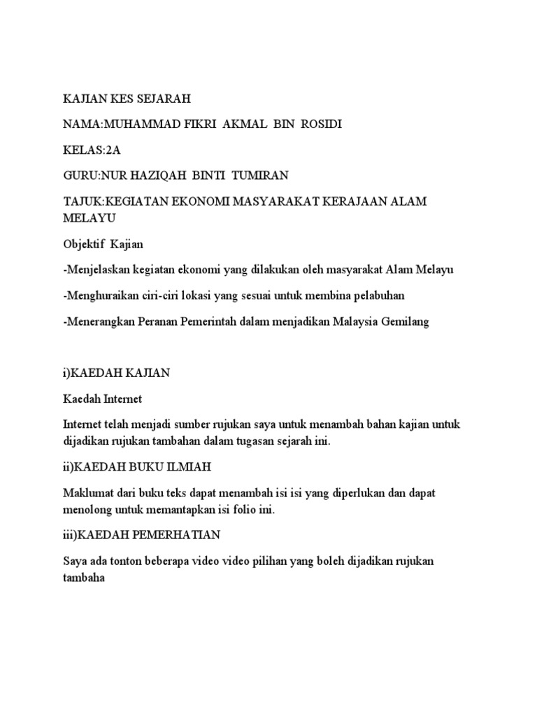 Kajian Kes Sejarah f2 | PDF