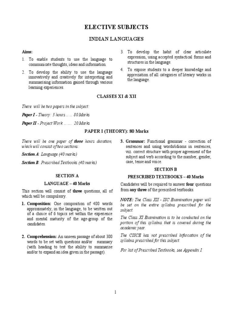Indian Language Syllabus Guide | PDF | Reading Comprehension | Cognition