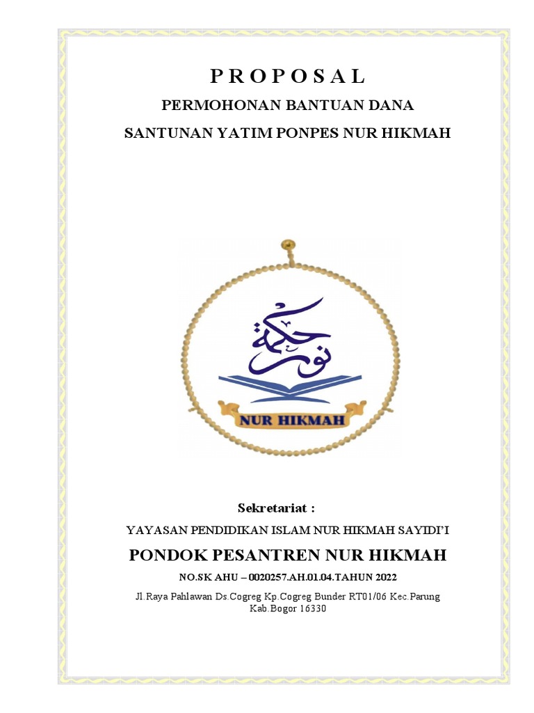 Proposal Yatim Ponpes Nur Hikmah Fixx | PDF