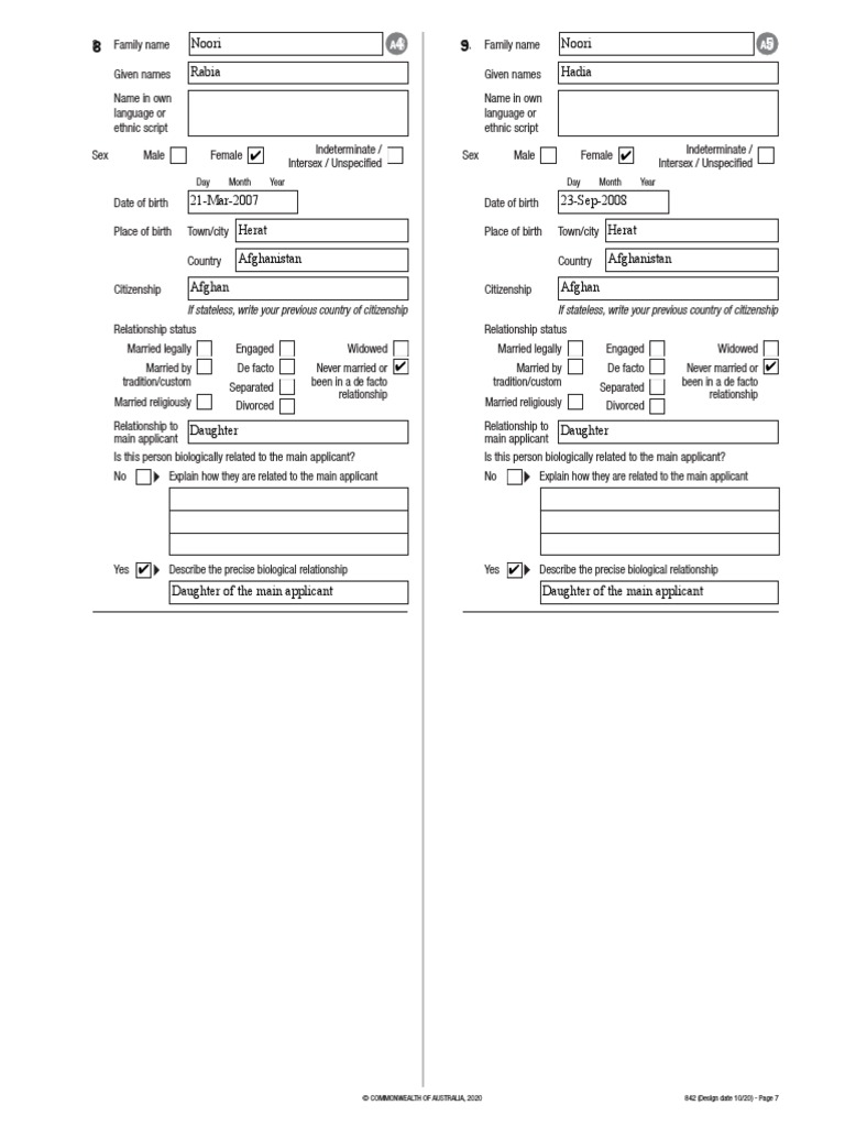 Family Relationship Application Form | PDF