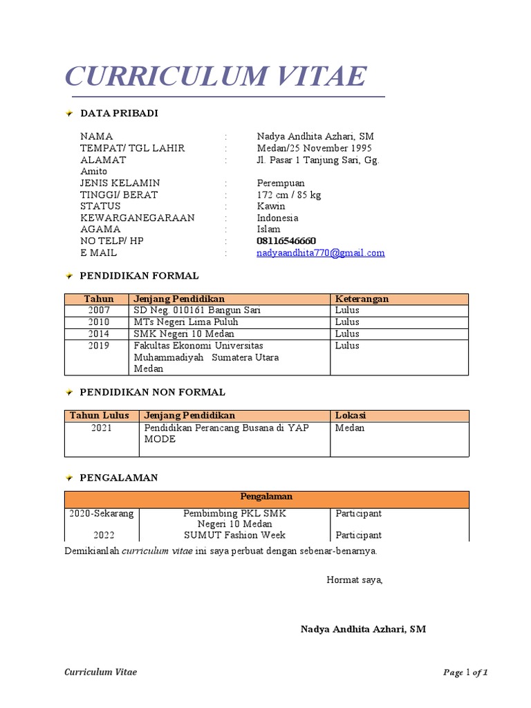 Format CV Kosong untuk Download Word | PDF