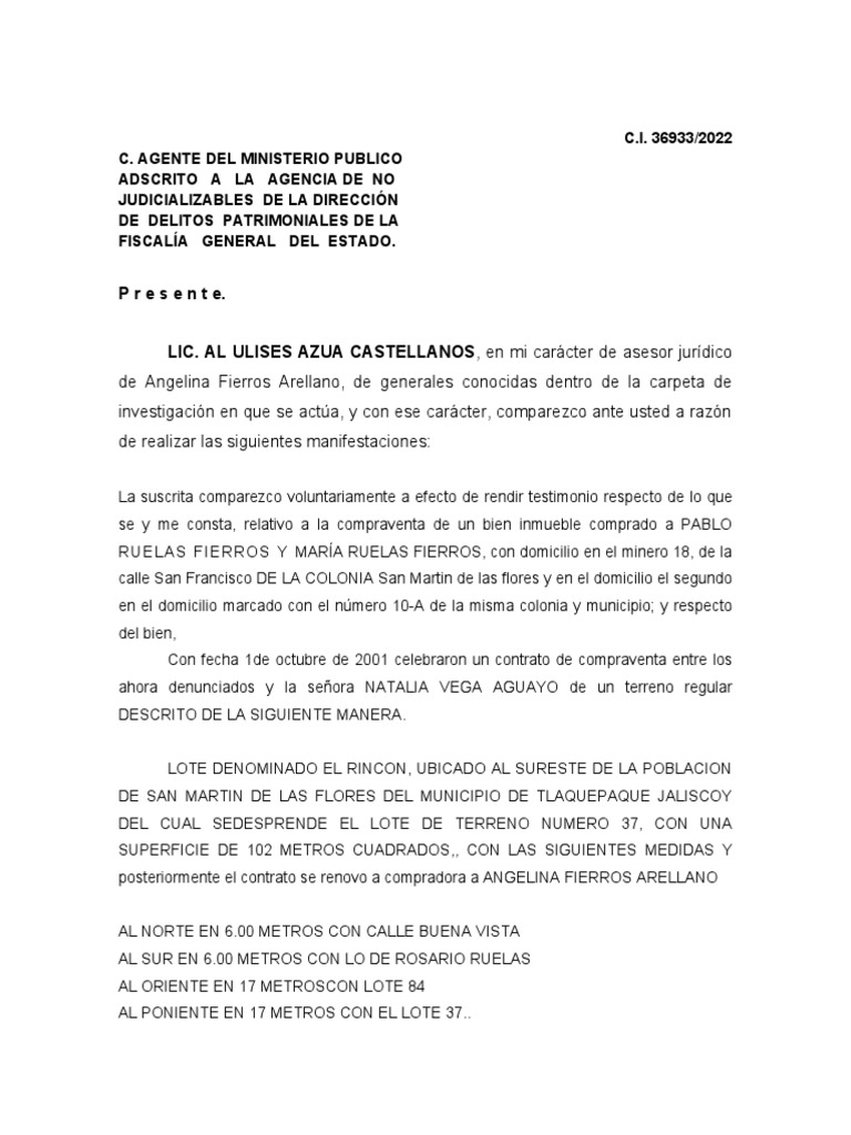 Delito de Despojo de Terreno a Patricia Salazar | PDF