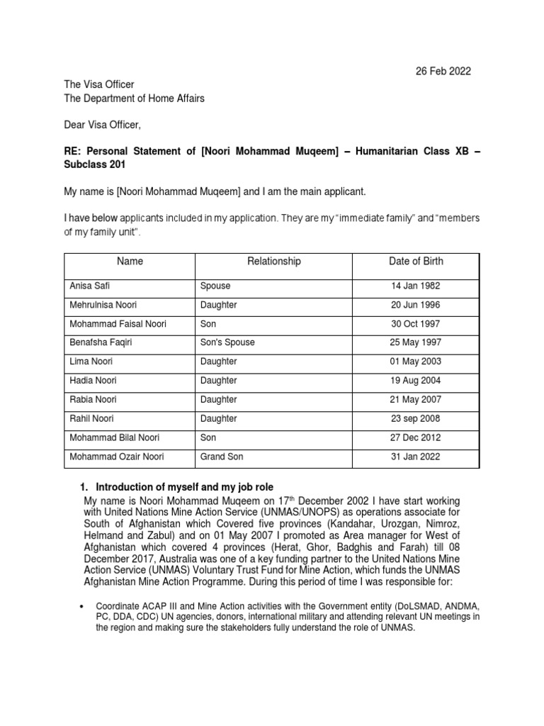 Applicant Personal Statement Noori | PDF