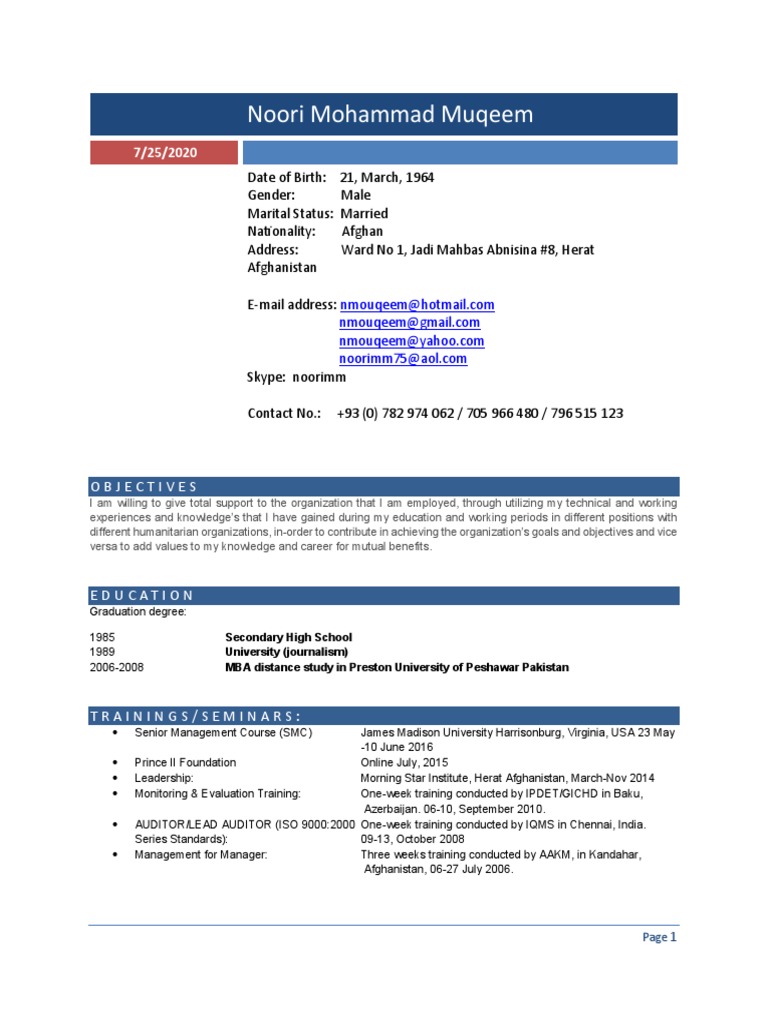 Profile of Noori Mohammad Muqeem | PDF | Business