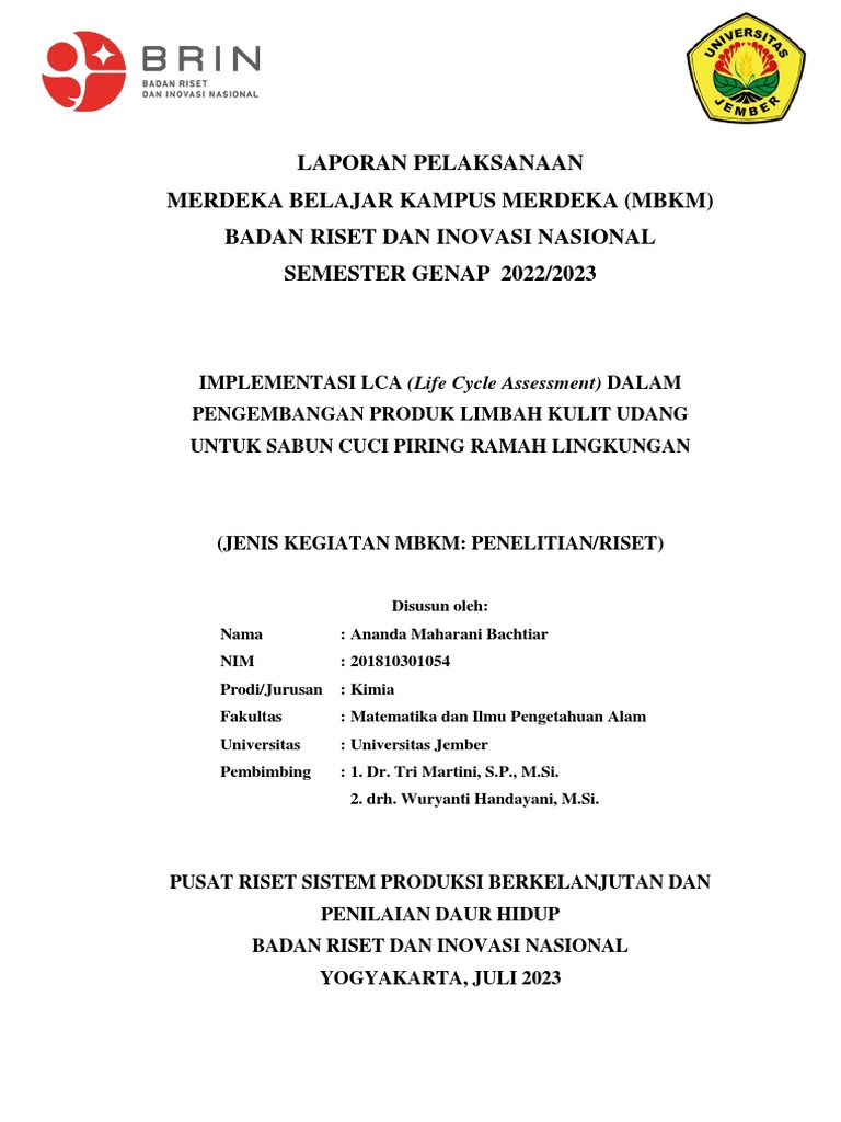 Laporan MBKM BRIN - Ananda Maharani Bachtiar | PDF