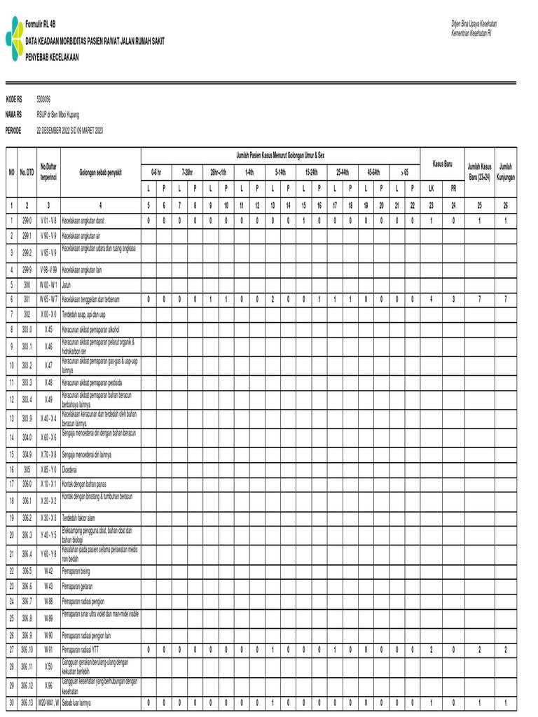 RL - dinkes.5303056-LaporanRL4bSebabLuar-Data Keadaan Morbiditas Pasien Rawat Jalan | PDF