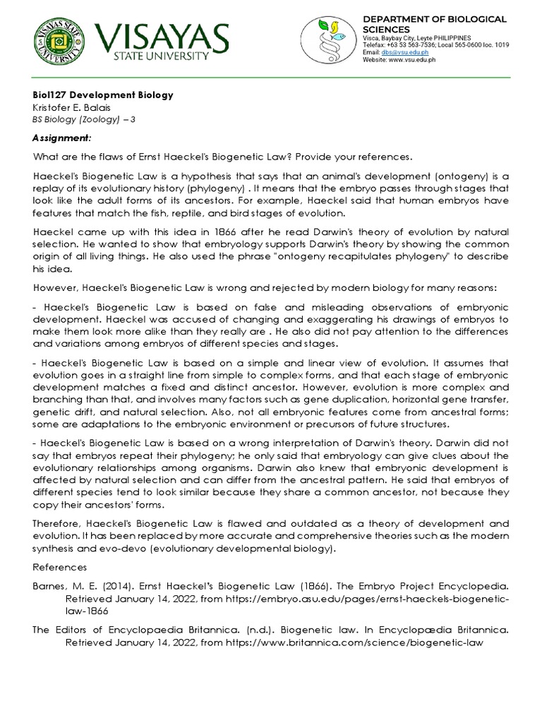 Biogenetic Law | PDF