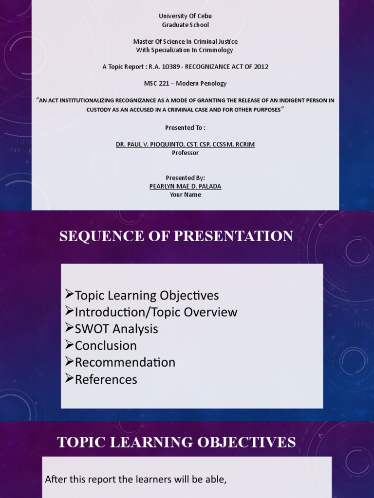 RECOGNIZANCE | PDF | Bail | Probation