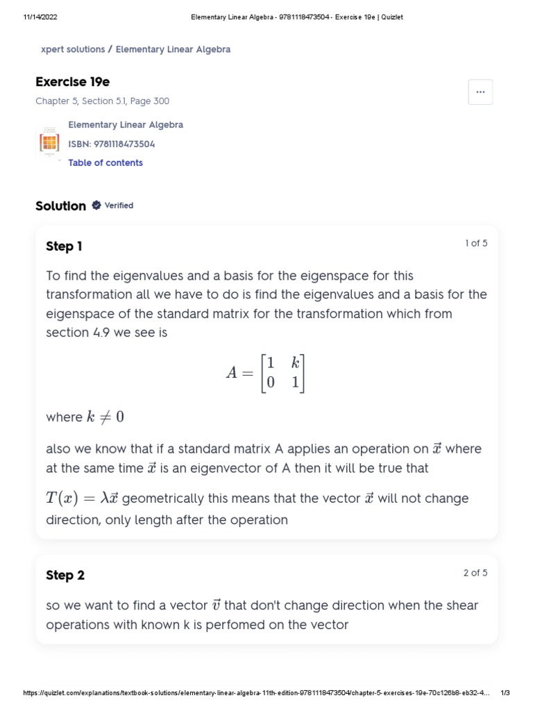 Eigenvalues & Eigenspace Exercise 19e | PDF