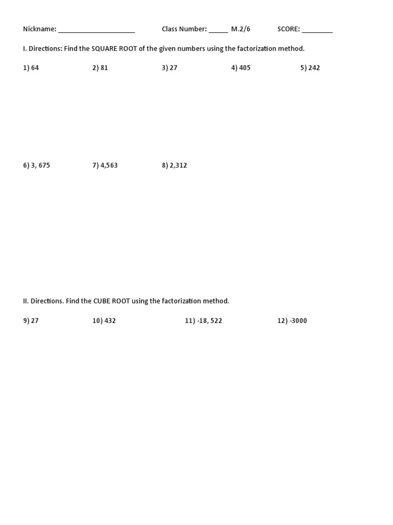 Square Root and Cube Root | PDF