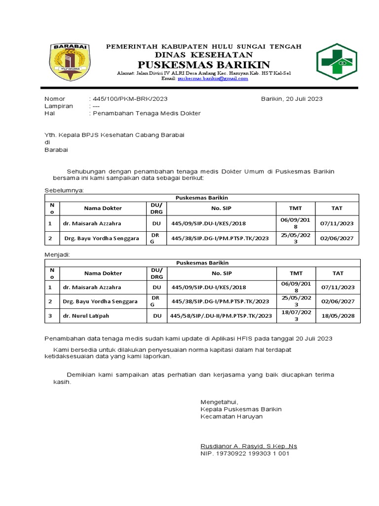 Format Perubahan Tenaga Medis | PDF