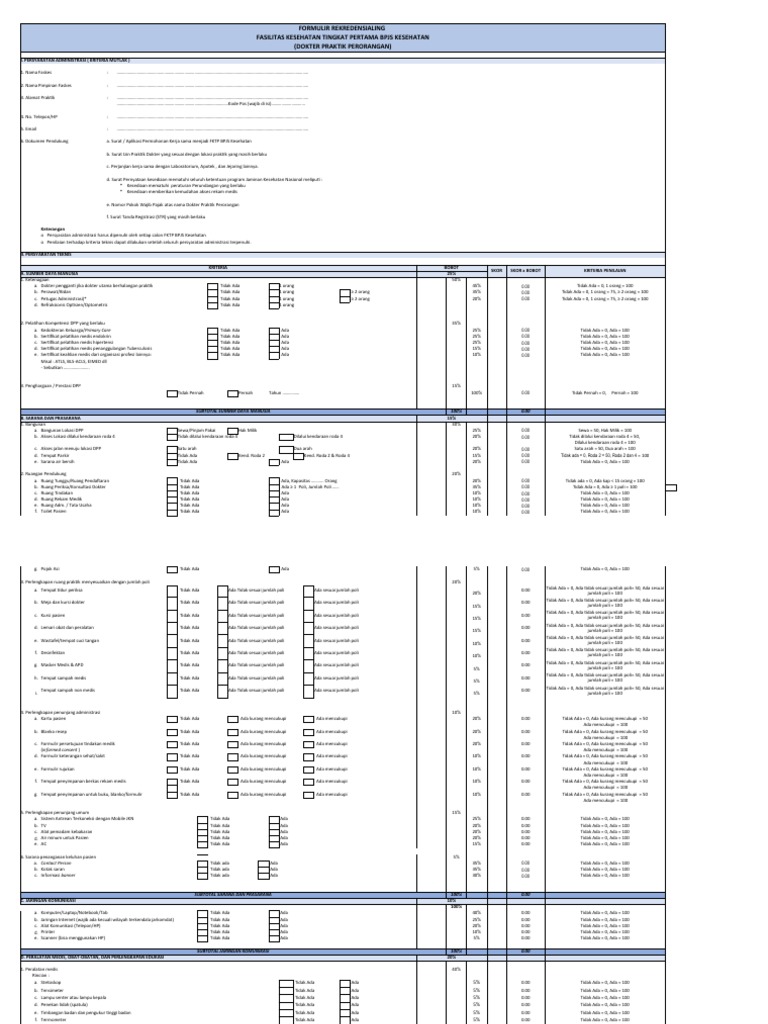Formulir Self Assesment Rekredensialing FKTP Tahun 2023 | PDF