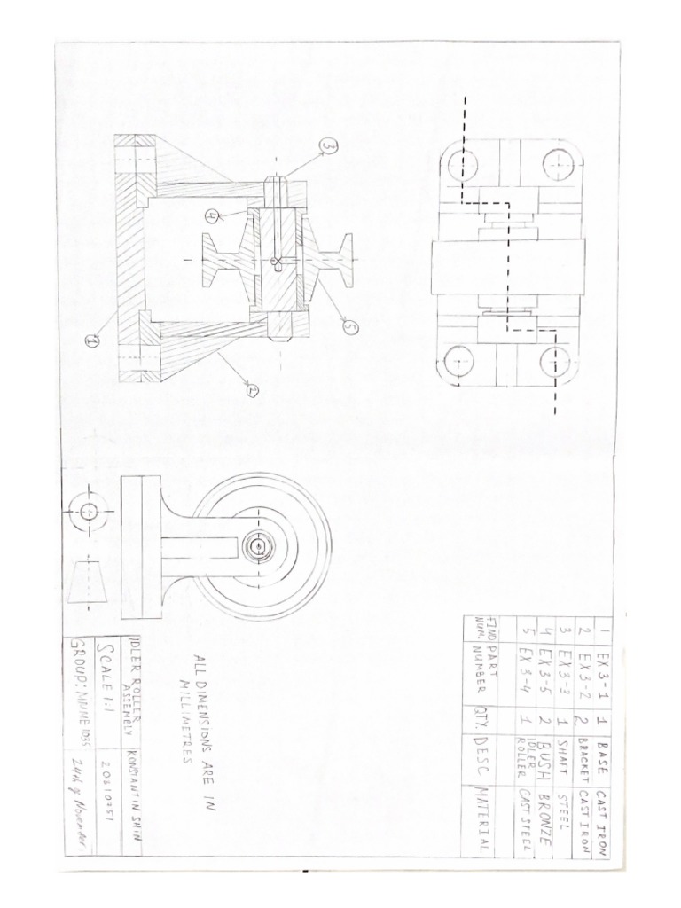 Engineering Design Drawing Idler Roller Assembly Konstantin Shin | PDF