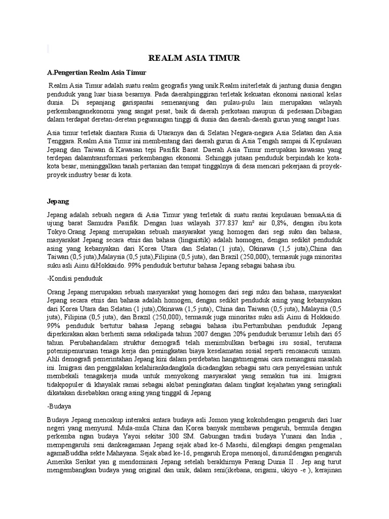 Realm Asia Timur Jepang Dan Cina | PDF