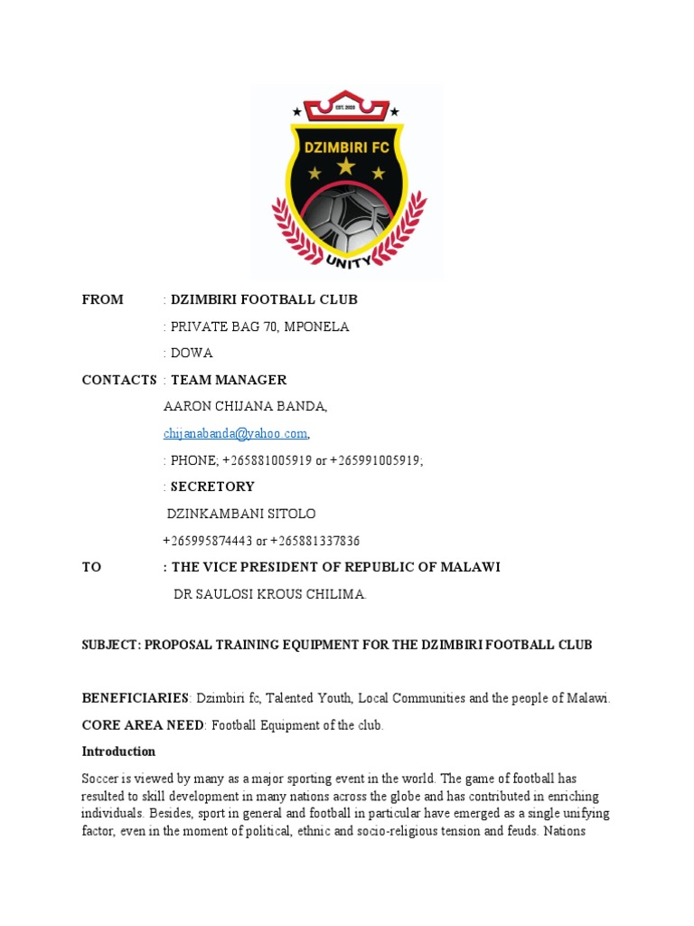 Dzimbiri FC Proposal | PDF