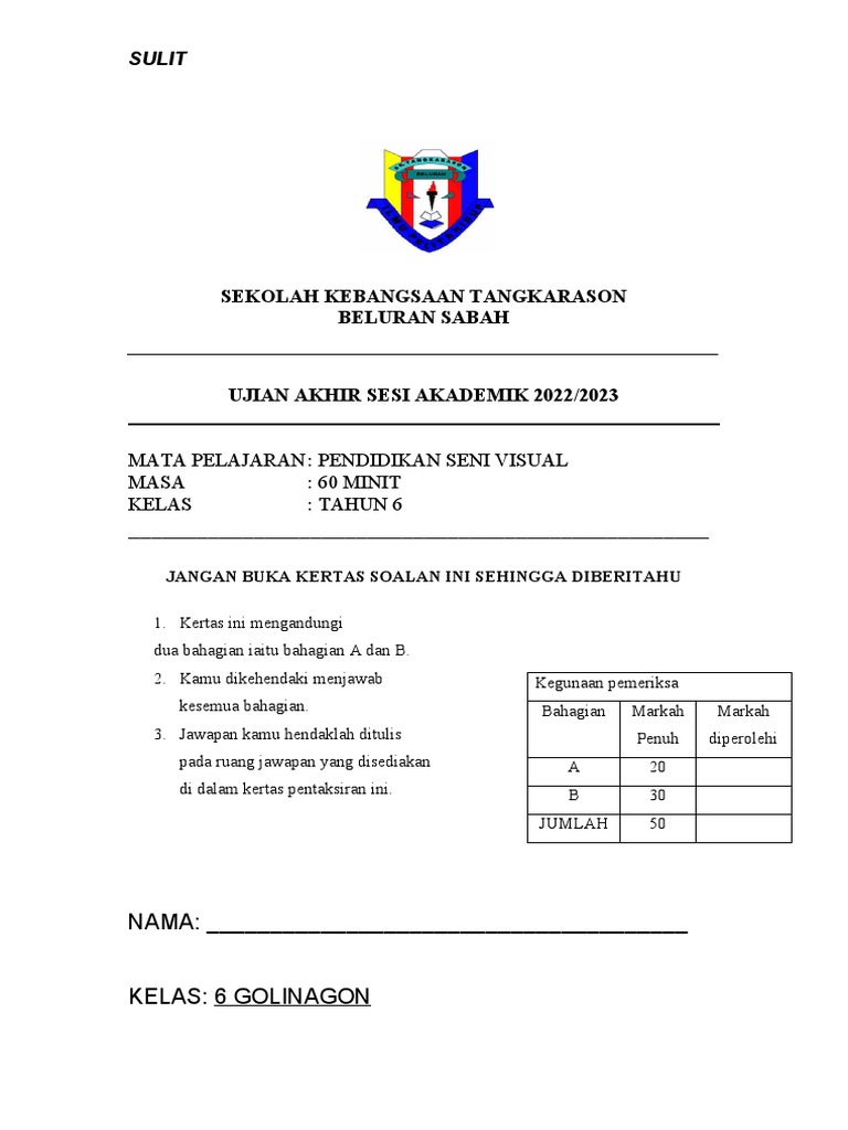 Muka Depan Uasa PSV 6 | PDF