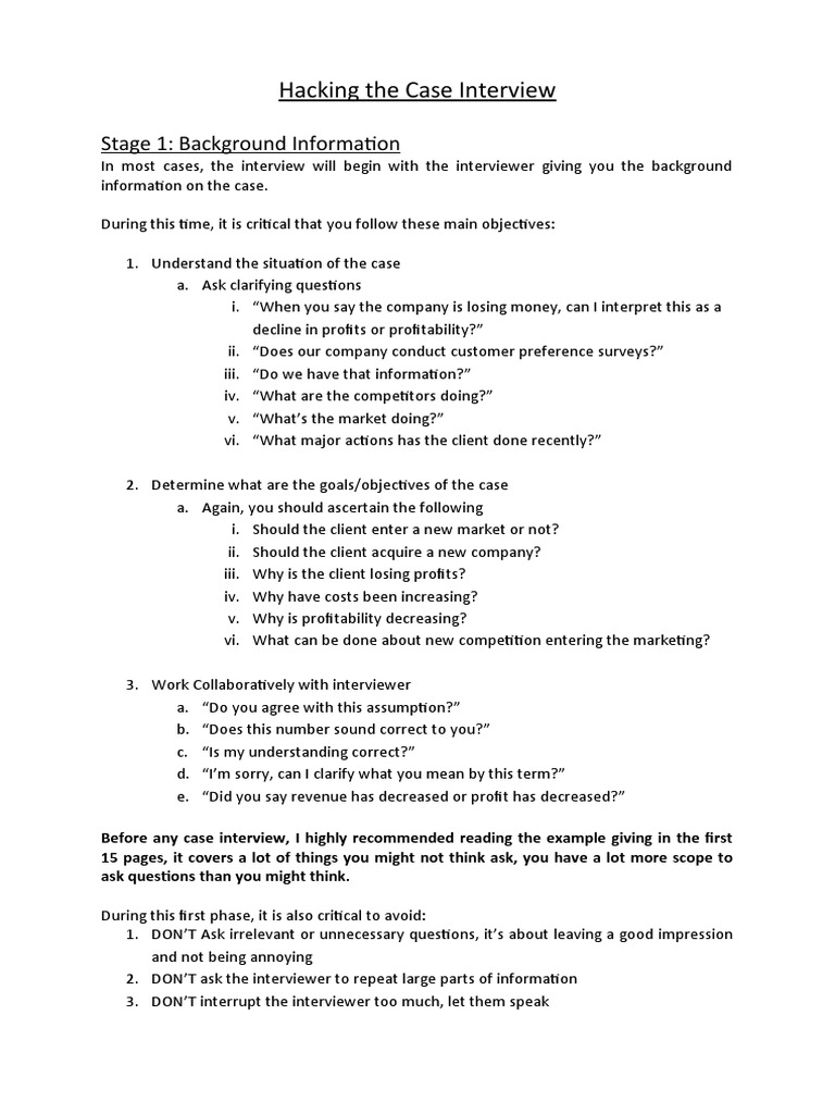 Hacking The Case Interview | PDF Hacking The Case Interview | PDF