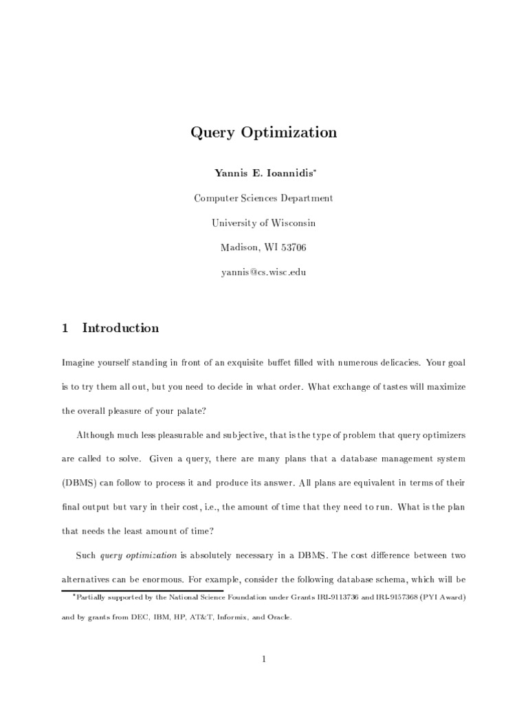 Query Optimization | PDF Query Optimization | PDF
