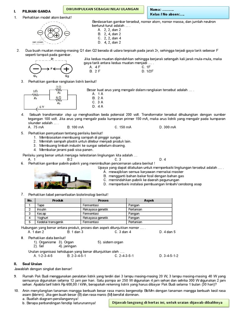 Soal IPA Kelas 9 | PDF