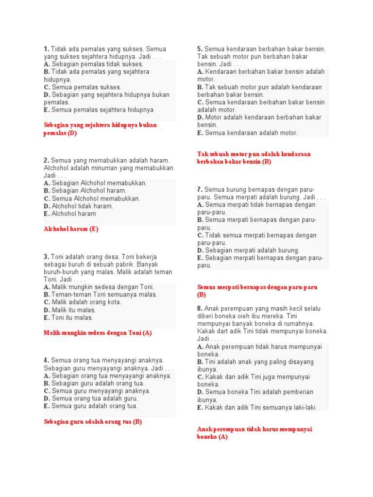 Contoh Soal Silogisme | PDF