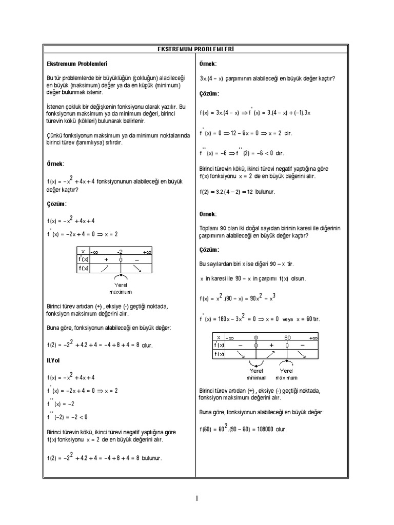 45 Ekstremum Problemleri | PDF