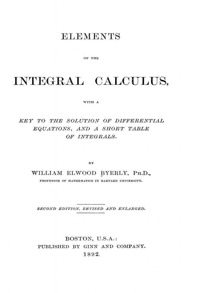 Byerly W. Elements of The Integral Calculus | PDF