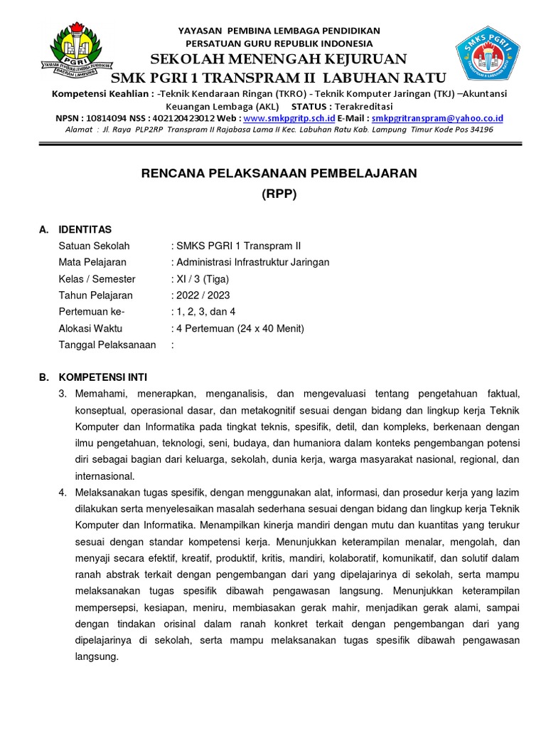RPP Mapel Aij Kelas Xi TKJ | PDF RPP Mapel Aij Kelas Xi TKJ | PDF