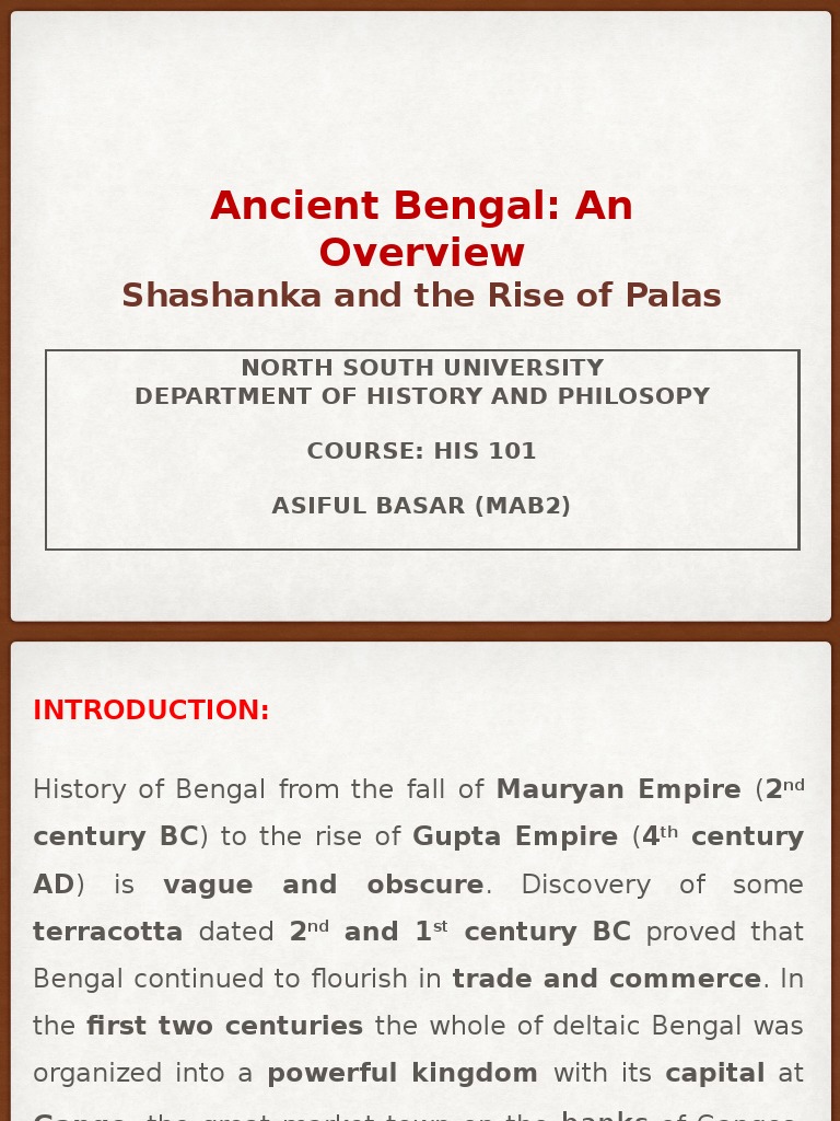 HIS 101 Lecture 4 Ancient Bengal Shasanka Pala | PDF | History | Classics