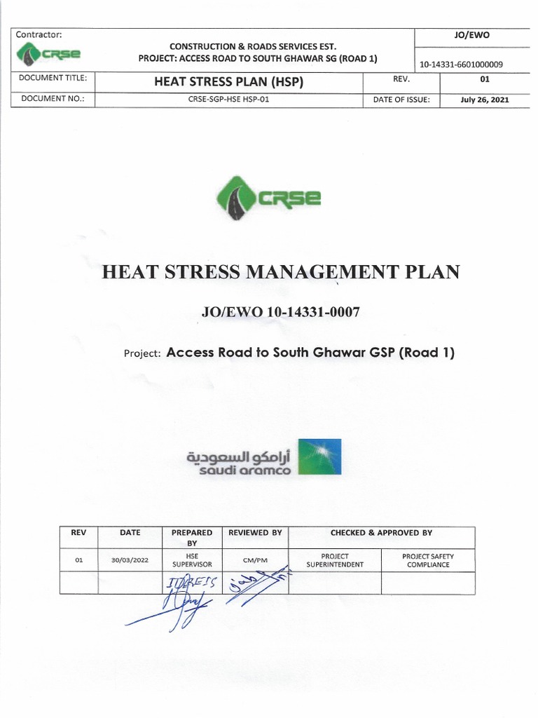 Heat Stress Management Plan Rev -1 | PDF | Hyperthermia | Perspiration