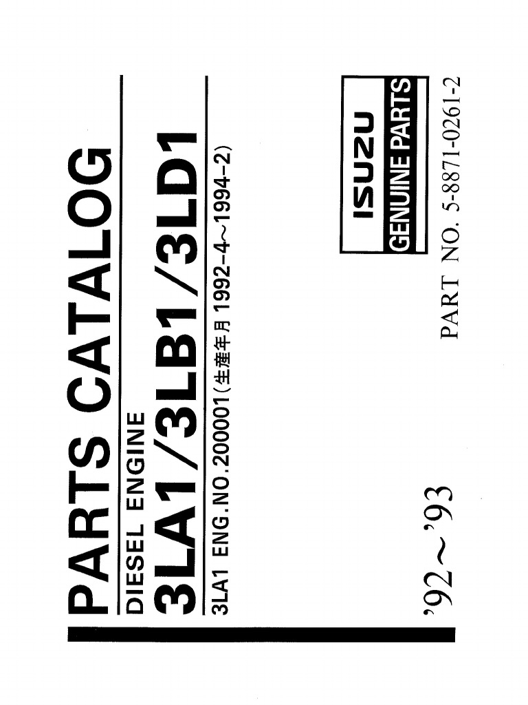 Isusu 3ld1 Parts Manual | PDF
