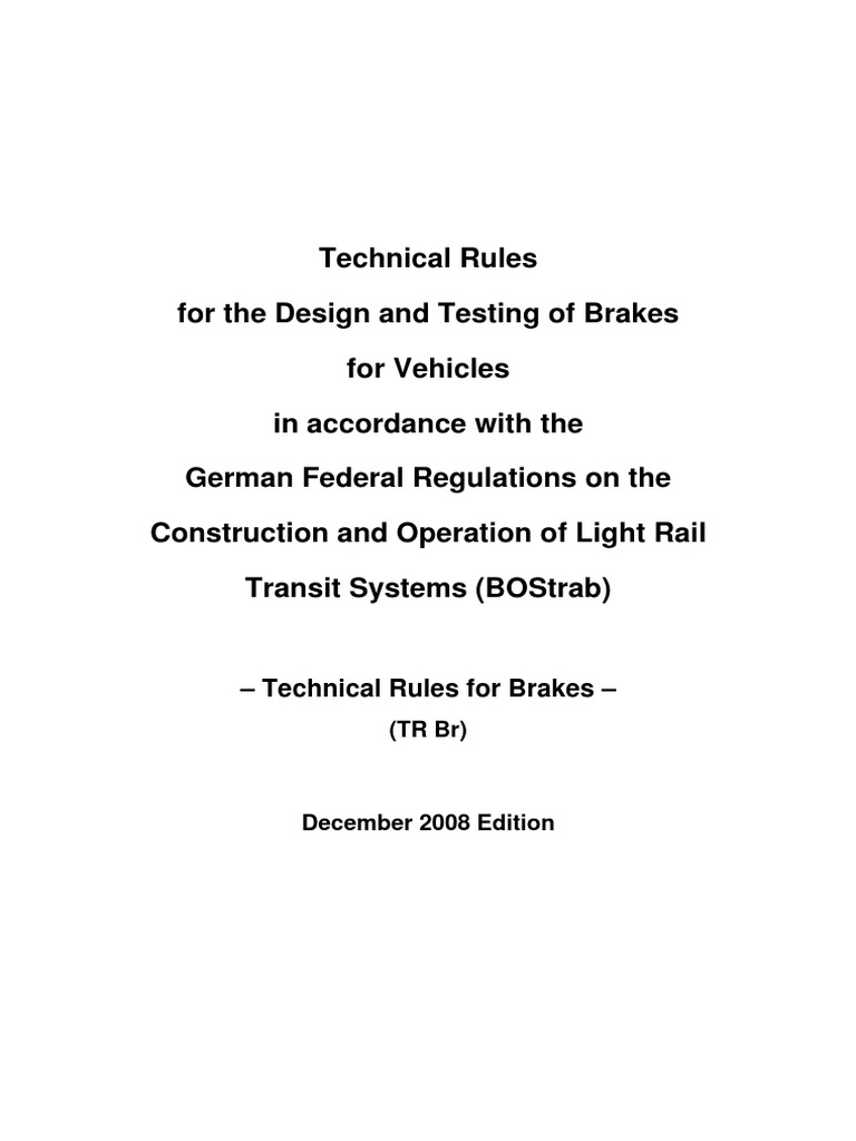 BOStrab Technical Rules Brakes | PDF