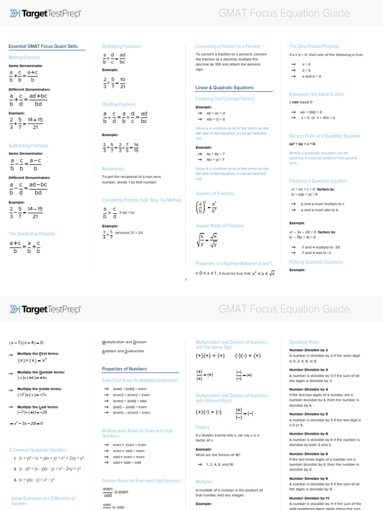 GMAT-FOCUS Equation Guide - TTP | PDF